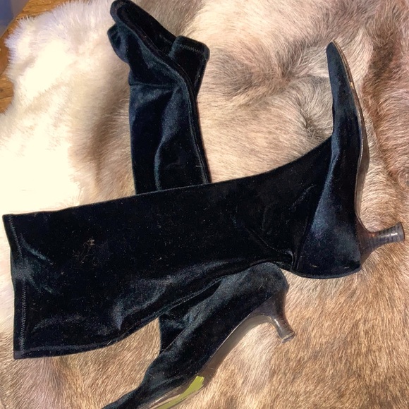 Talbots | Shoes | Black Velour Strength Boot With 2 Heel Made In Italy ...